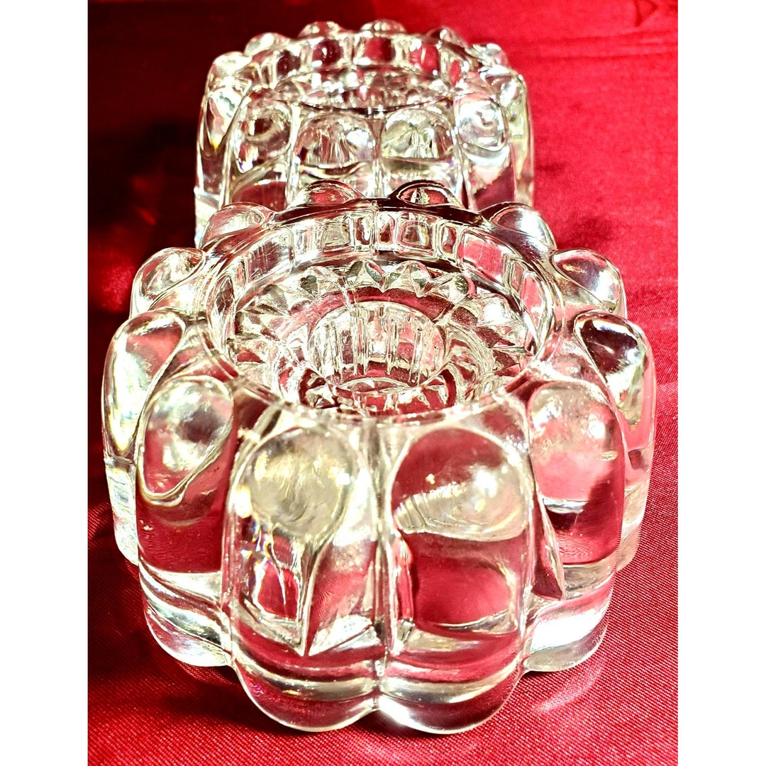 Pair of 2 Vintage Princess House 24% Lead Crystal Clear Glass 3 Way ...