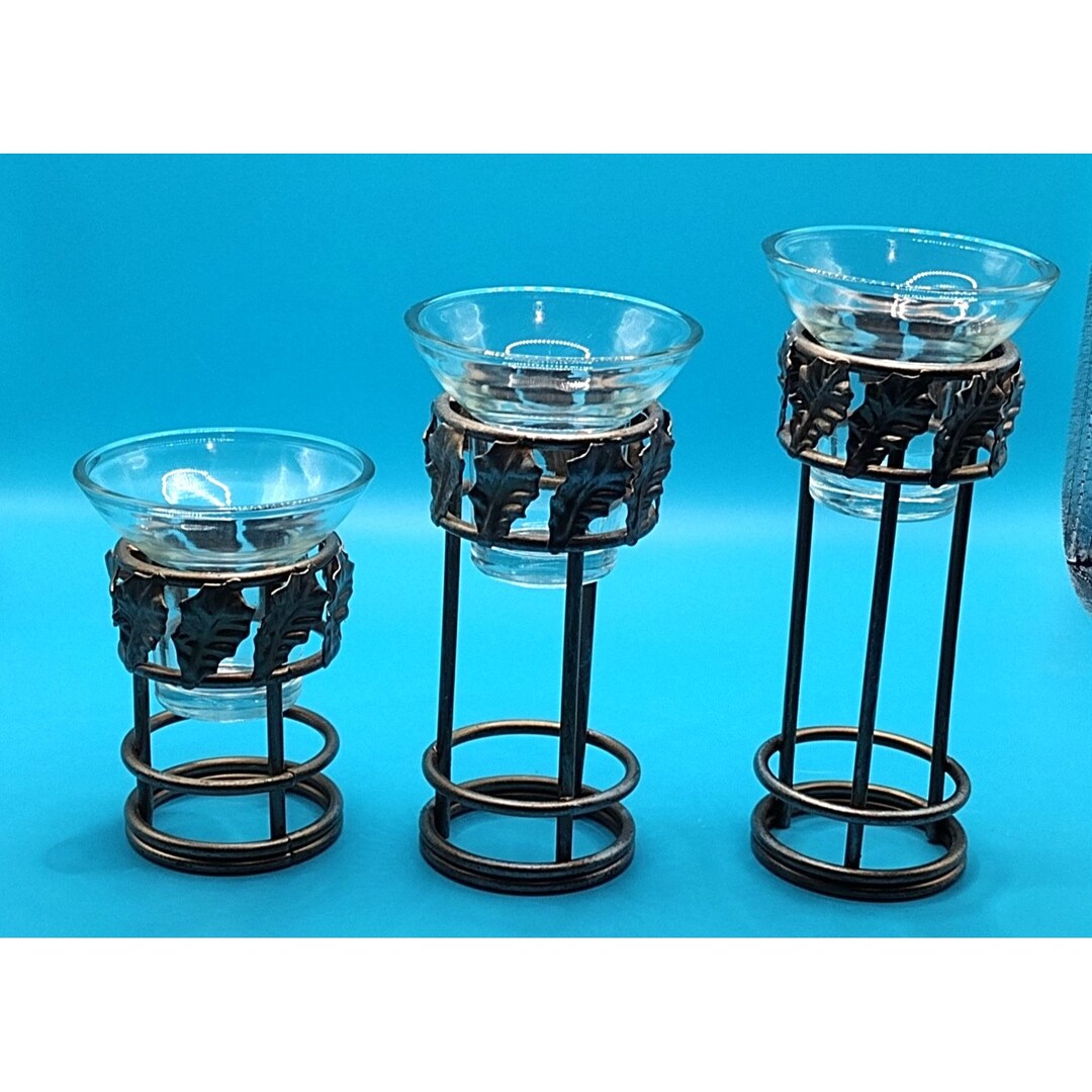 3 Candle Stand Votives Golden Holly Christmas Around the World - Etsy