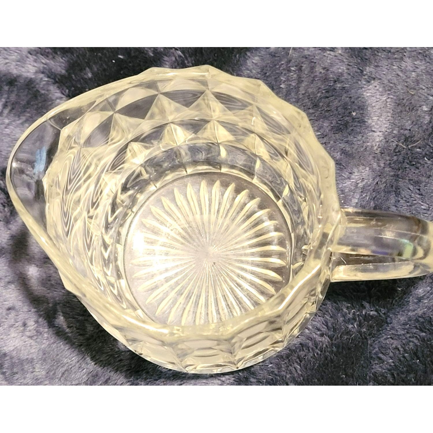 Vintage Clear Glass Large Creamer With Square Checkered - Etsy