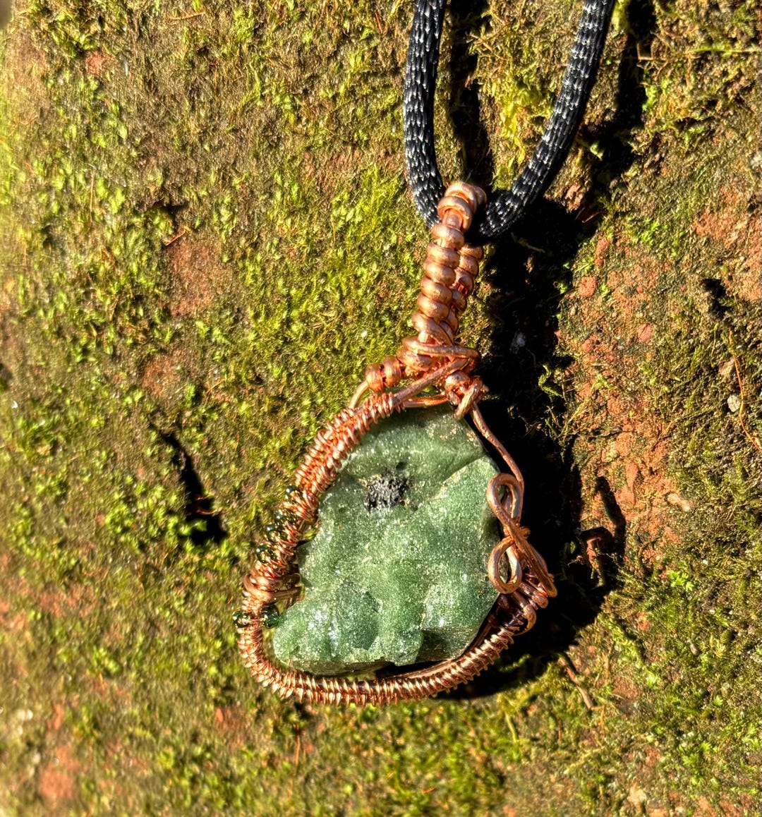 Pendant Green Raw Slag Glass - Rare - Etsy