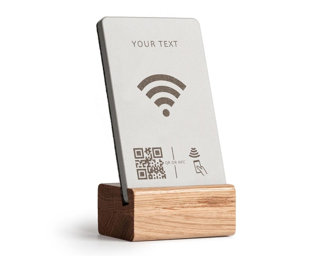 Wi-fi / WLAN Access Stand Made of Concrete and Oak - Customizable - NFC ...