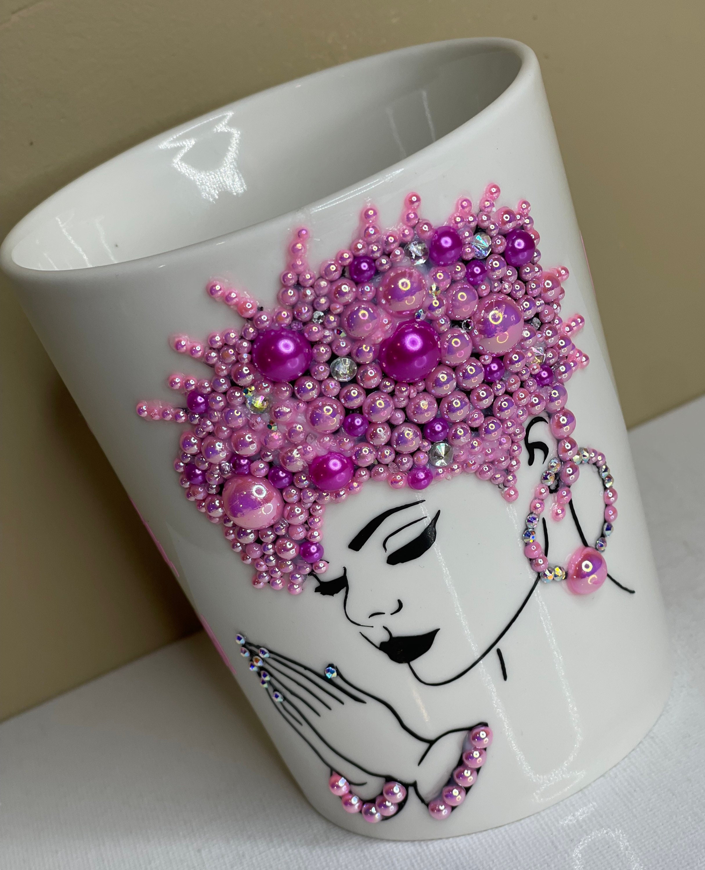 Pink and Hot Pink Pearls and Bling Customized Coffee Mug 12oz | Etsy