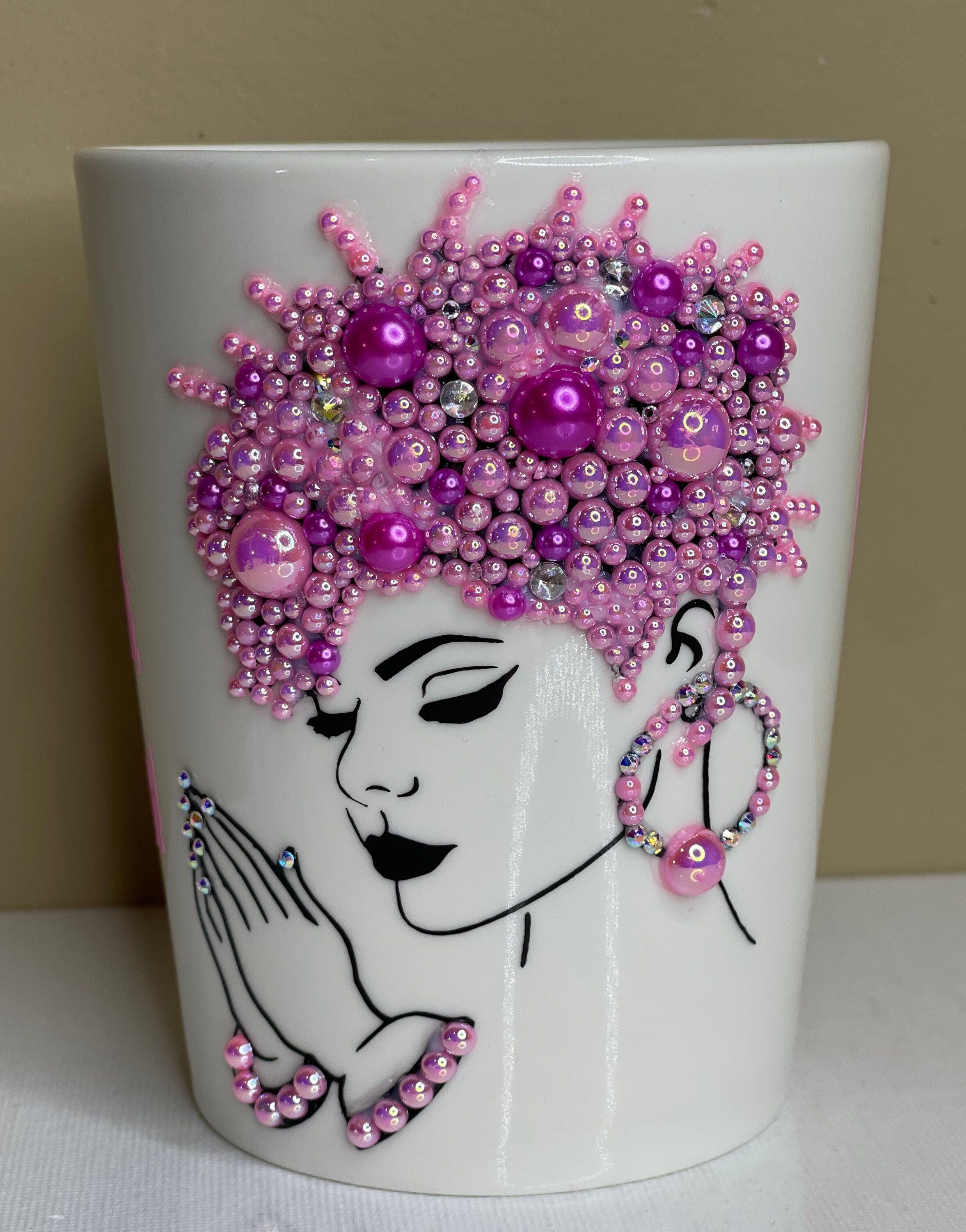 Pink and Hot Pink Pearls and Bling Customized Coffee Mug 12oz | Etsy