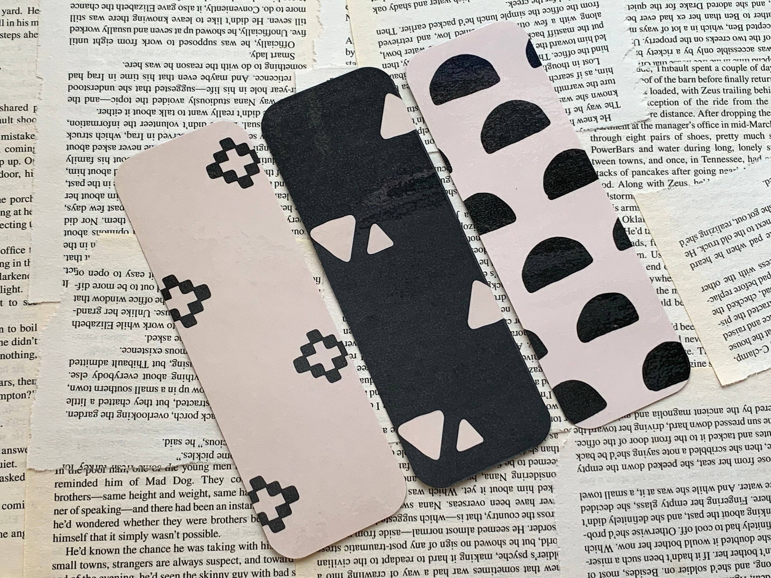 Black and Ivory Patterned Bookmarks Books, Journals, Notebooks, Planner ...