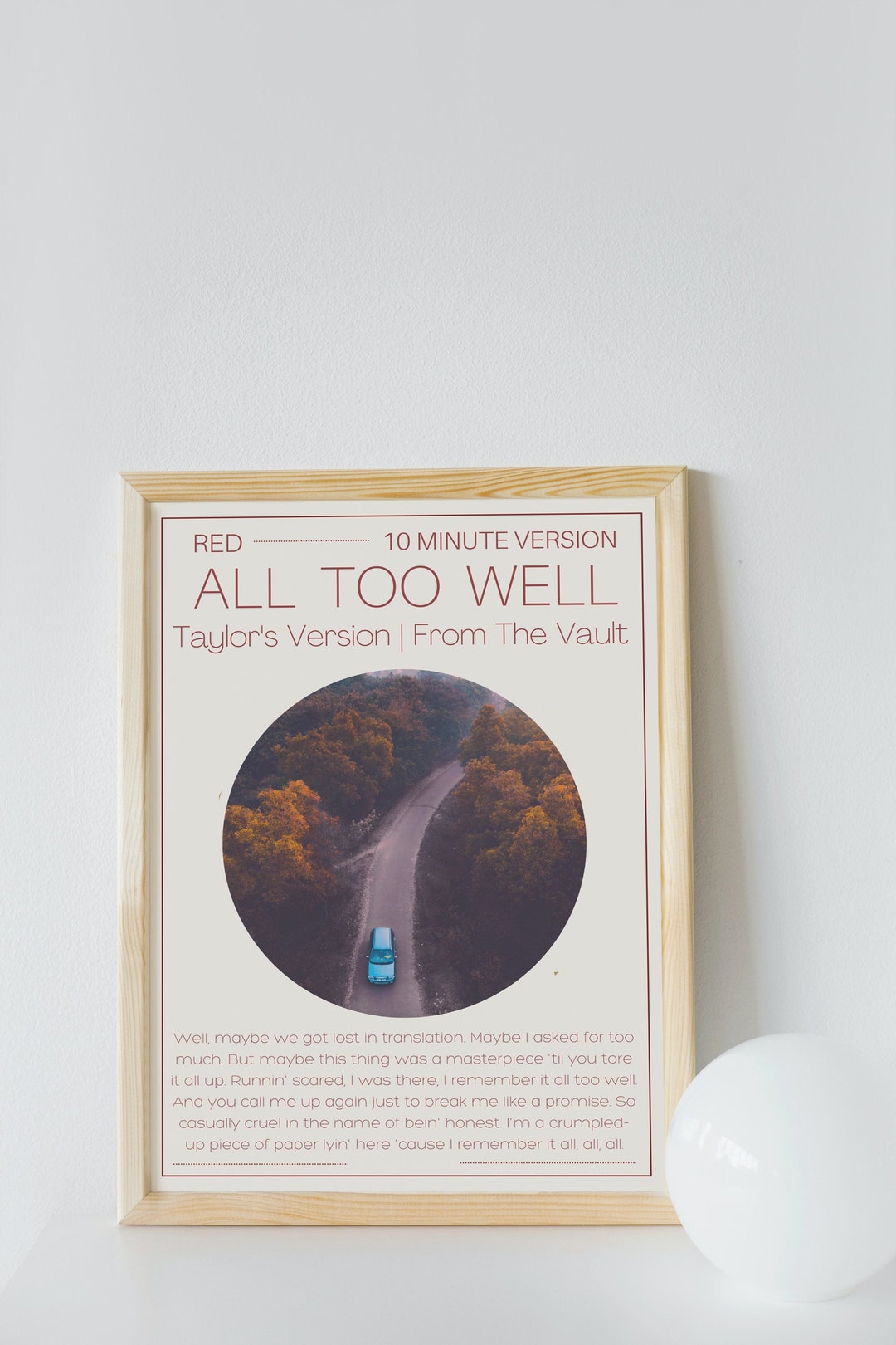 All Too Well Poster Taylor's Version 10 Minute Version - Etsy