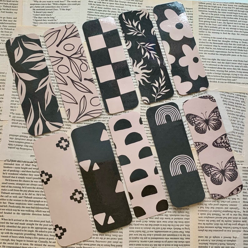 Black and Ivory Patterned Bookmarks Books, Journals, Notebooks, Planner ...
