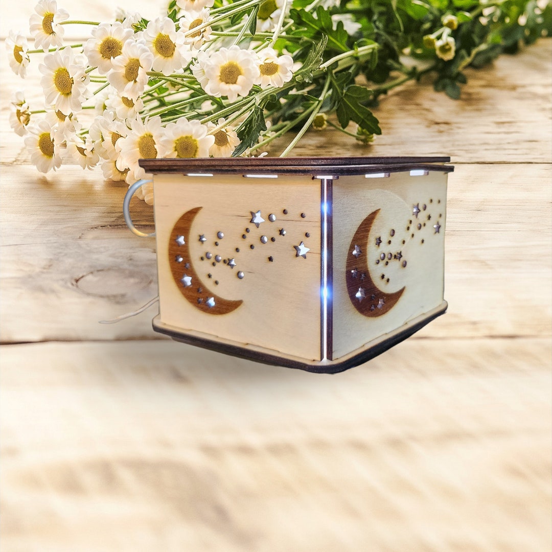 Moon and Stars Light Box Svg, Moon Star Polygon Celestial Box Laser Cut File, 3.2 Mm, Laser ...