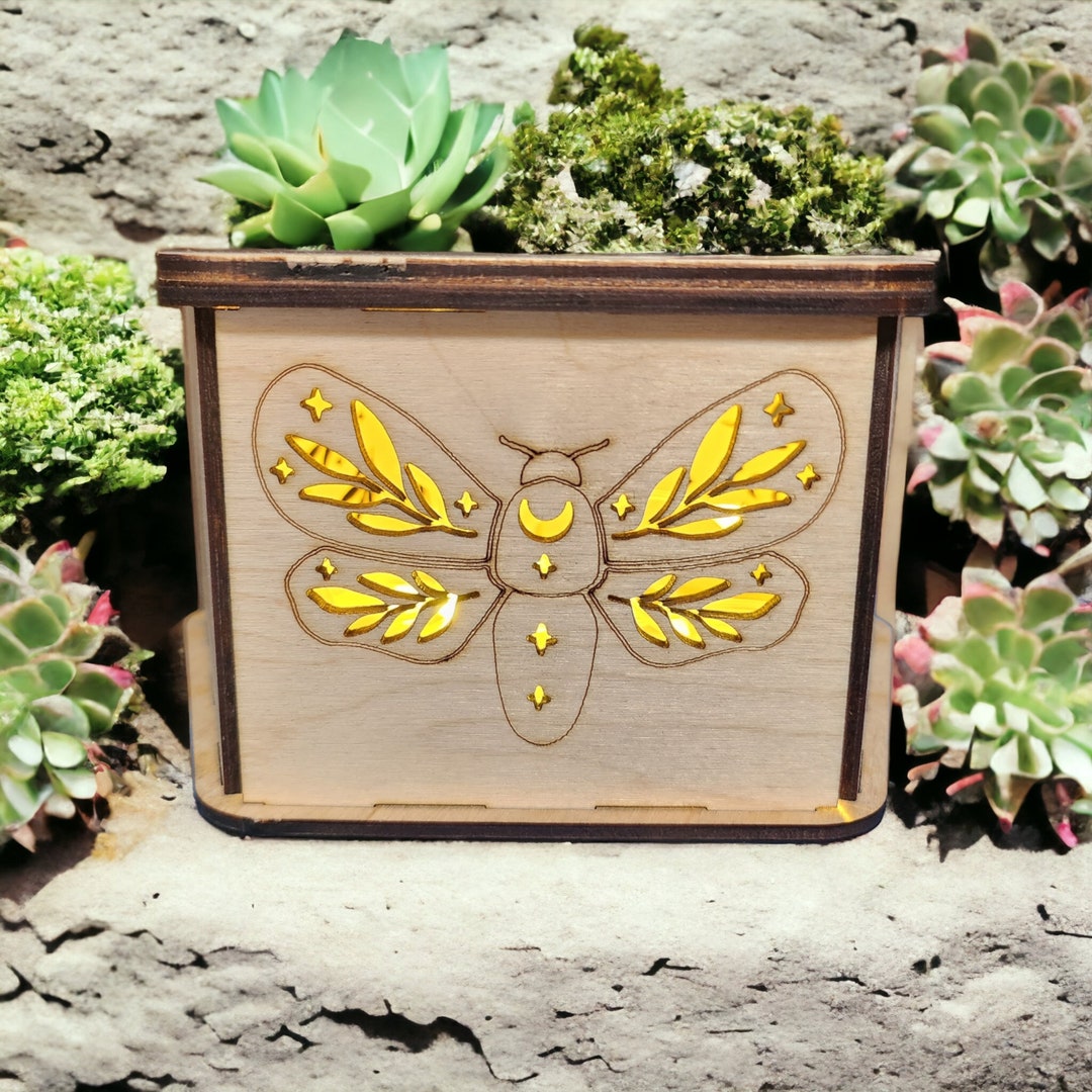 Moth Light Box Svg, Polygon Celestial Moth Box Laser Cut File, 1/8 ...