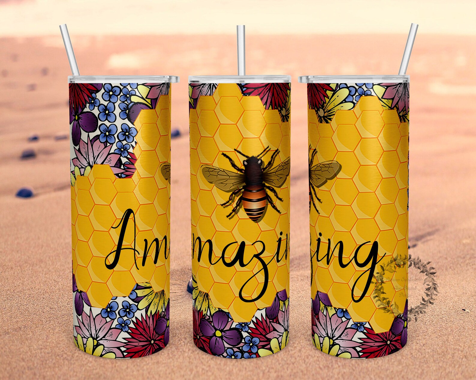 20 Oz Skinny Tumbler PNG Bee Amazing Bee Design Flower Design - Etsy