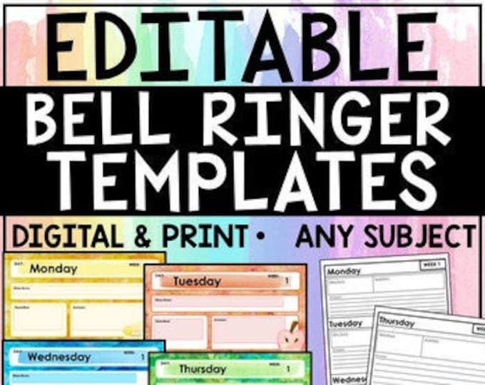 Editable Bell Ringers Templates Daily Warm Ups Morning Work - All ...