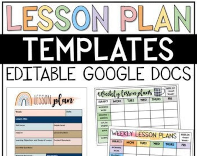 Editable Weekly Lesson Plans Templates Daily Teacher Planner Google ...