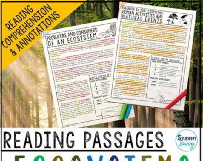 Ecosystems Reading Passages Questions Annotations - Etsy