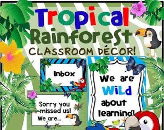 Tropical Rainforest Classroom Decor (editable) Jungle Classroom Decor ...