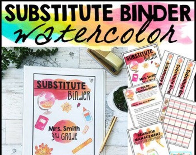 Substitute Binder Editable Watercolor - Etsy