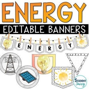Energy Banners Printable | Types of Energy Elementary Classroom Decor ...