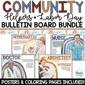 Labor Day Bulletin Board Poster BUNDLE - Career Coloring Pages ...