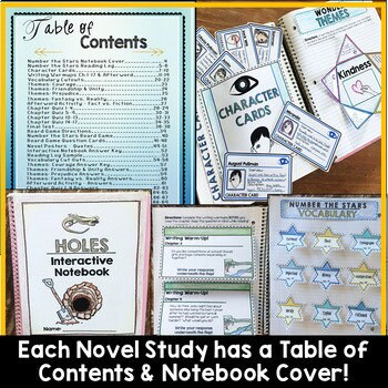 5th Grade Novel Studies Bundle - Wonder Holes Number the Stars - Etsy