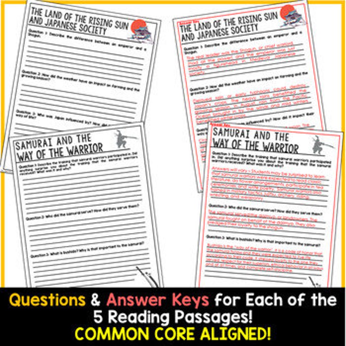 Medieval Japan Reading Passages - Questions - Annotations Feudal Japan ...