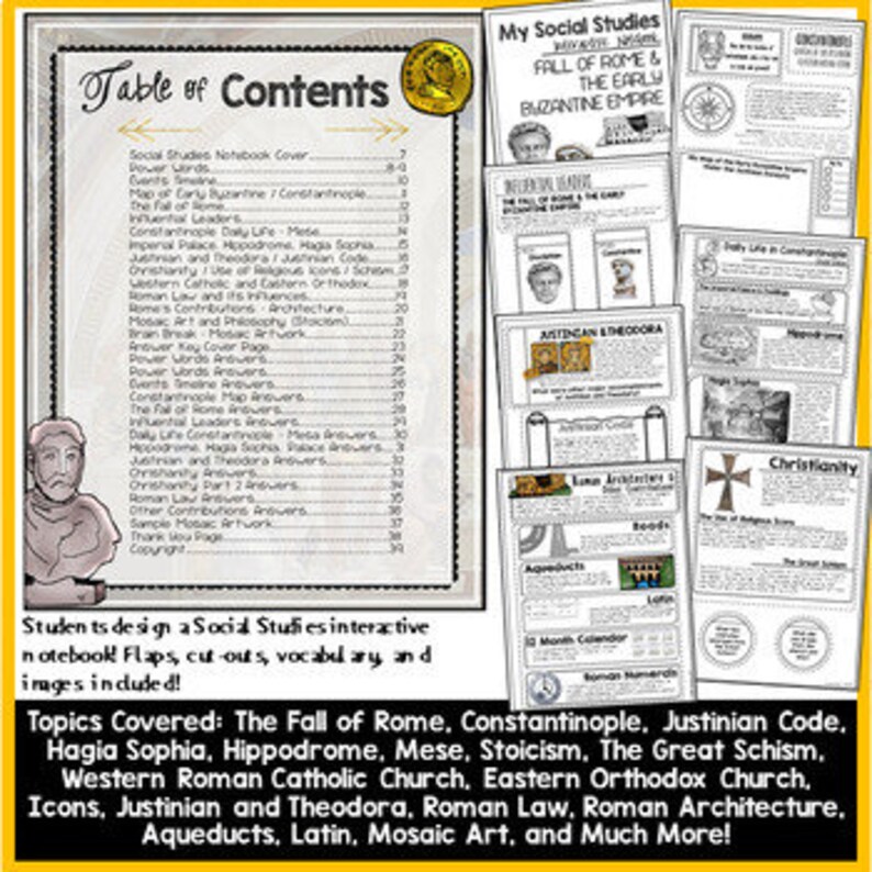 Early Byzantine Empire Interactive Notebook Worksheets Activities ...