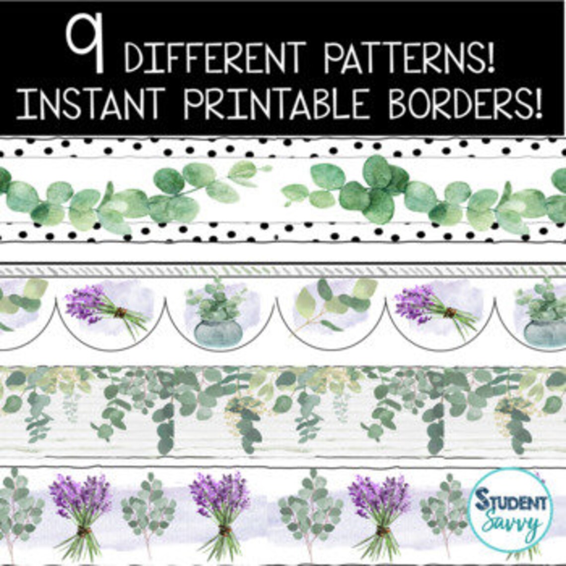 Eucalyptus Classroom Decor - Calming Posters Rolling Cart Labels ...