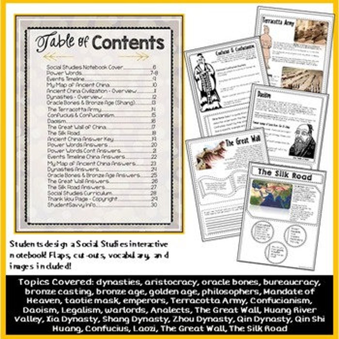 Ancient China Interactive Notebook | Ancient China Activities Digital ...