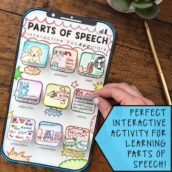 Parts of Speech Interactive Vocappulary™ - Grammar Vocabulary Activity ...