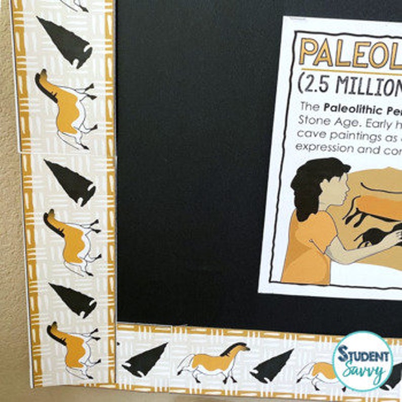Stone Age Bulletin Board Borders Printable Early Humans History ...