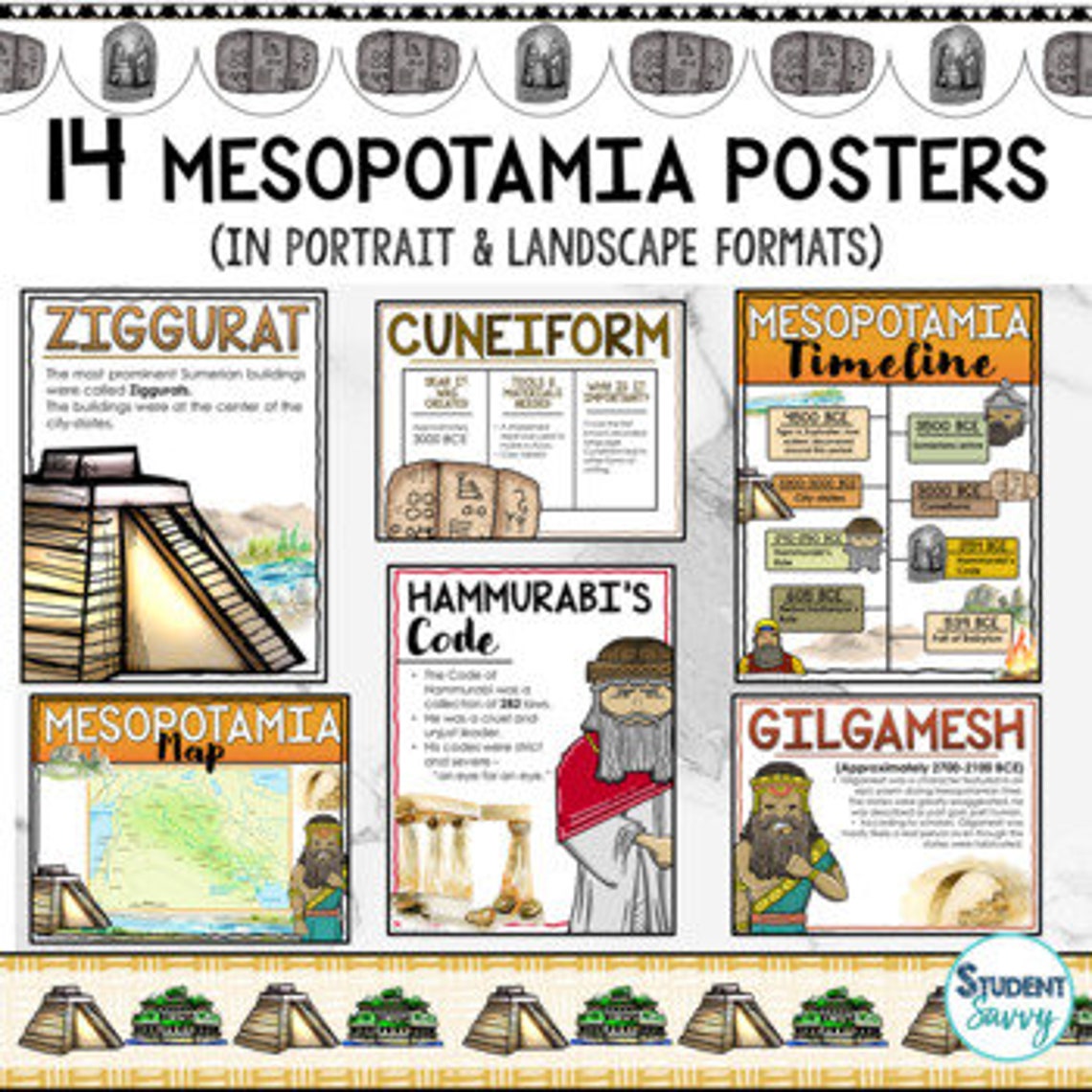 Ancient Mesopotamia Bulletin Board Kit Posters Borders Banners Maps ...