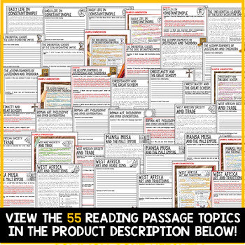 Medieval Times Reading Passages Bundle - Middle Ages Reading ...