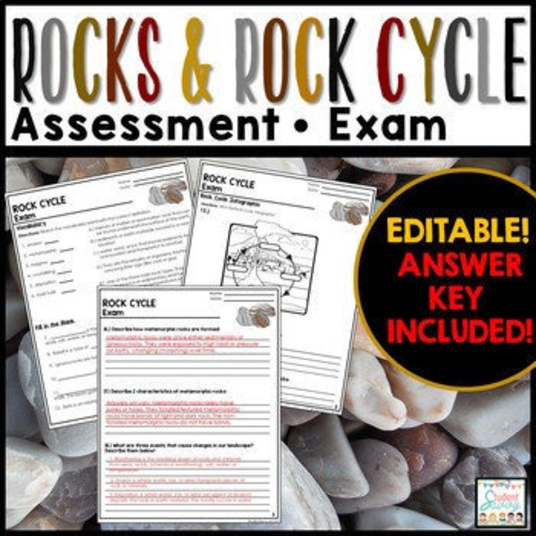 Rock Cycle Exam - Assessment Rock Types Quiz Test - Etsy