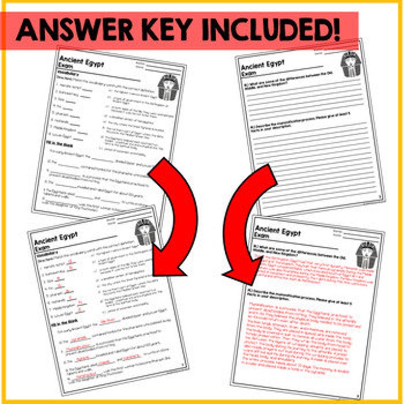 Ancient Egypt Exam Assessment Ancient Egypt Test Quiz - Etsy