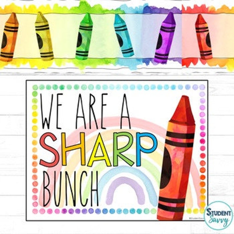 Back to School Bulletin Board and Posters - Crayons Rainbow Classroom ...