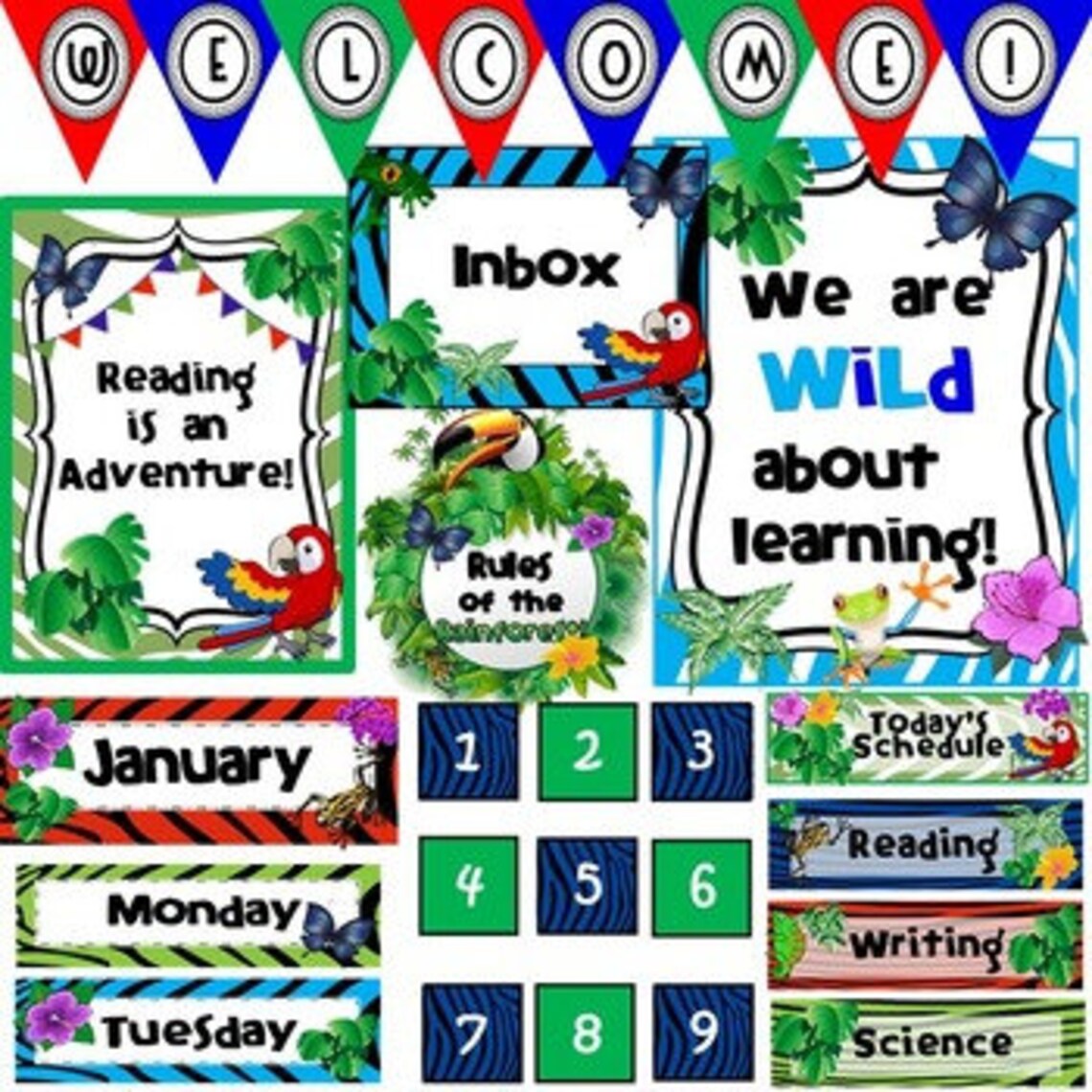 Tropical Rainforest Classroom Decor (editable) Jungle Classroom Decor ...