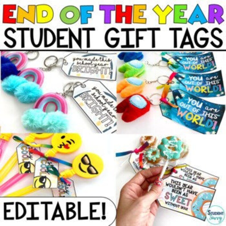 End of the Year Gift Tags for Students | Editable Student Gift Tags ...