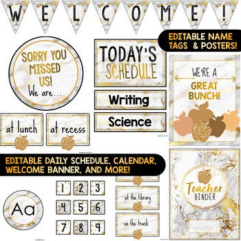Gold Marble Classroom Decor (editable) Marble Classroom Decoration ...