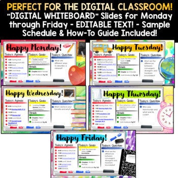 Back to School Daily Agenda Google Slides Template Bulletin Board ...