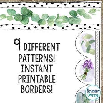 Lavender Eucalyptus Bulletin Board Borders Printable Eucalyptus ...