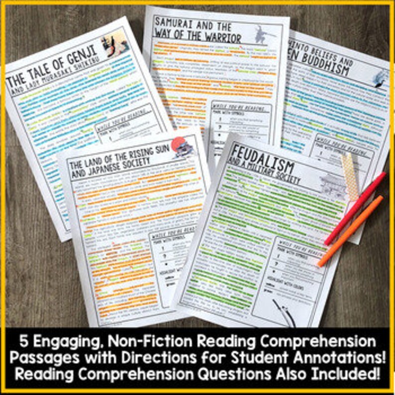Medieval Japan Reading Passages - Questions - Annotations Feudal Japan ...
