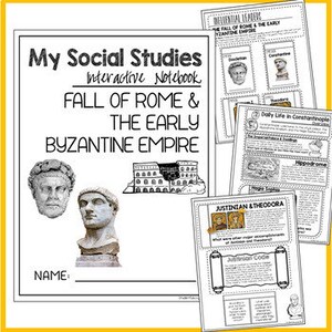 Early Byzantine Empire Interactive Notebook Worksheets Activities ...