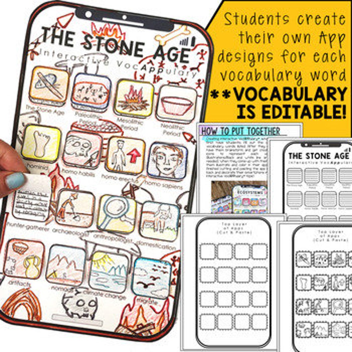 The Stone Age Interactive Vocappulary™ - Early Humans Vocabulary ...