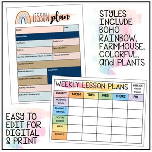 Editable Weekly Lesson Plans - Templates Daily Teacher Planner Google ...
