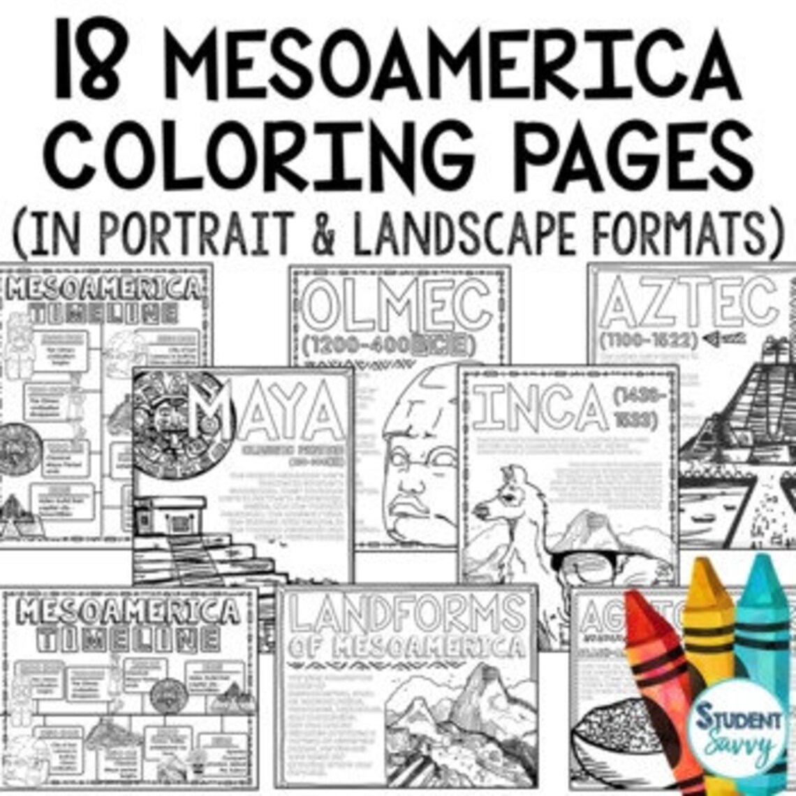 Mesoamerica Posters - Timelines Maps - Coloring Pages - Word Wall ...