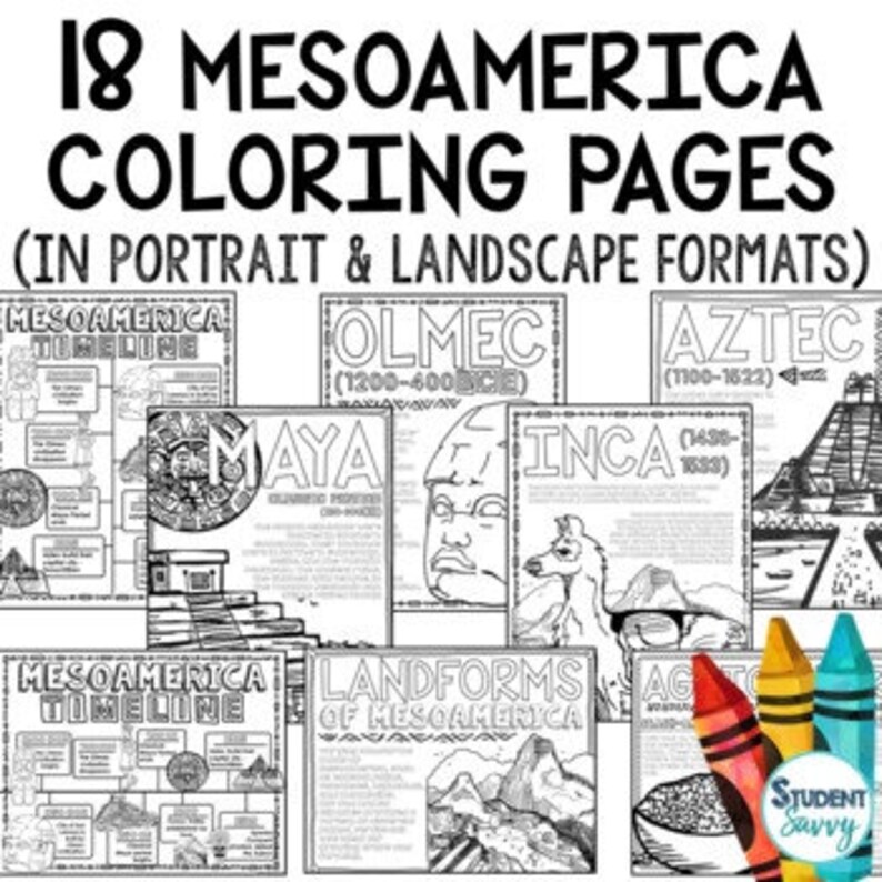 Mesoamerica Posters - Timelines Maps - Coloring Pages - Word Wall ...