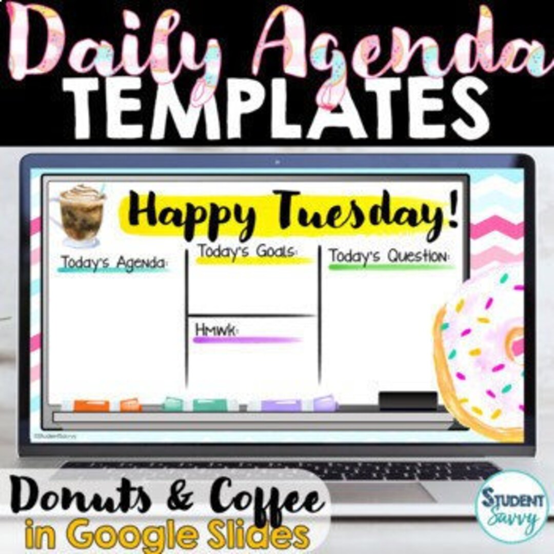 Daily Schedule Template Daily Agenda Google Slides DONUTS & COFFEE ...