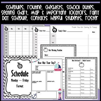 Substitute Teacher Binder Sub Tub Editable Templates Forms Covers - Etsy