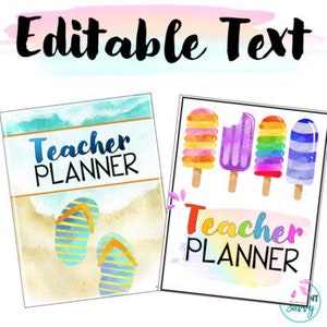 Summer Editable Binder Covers | Teacher Planner Covers | Summer ...