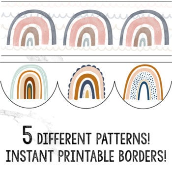 Boho Rainbow Bulletin Board Borders Printable | Boho Rainbow Classroom ...