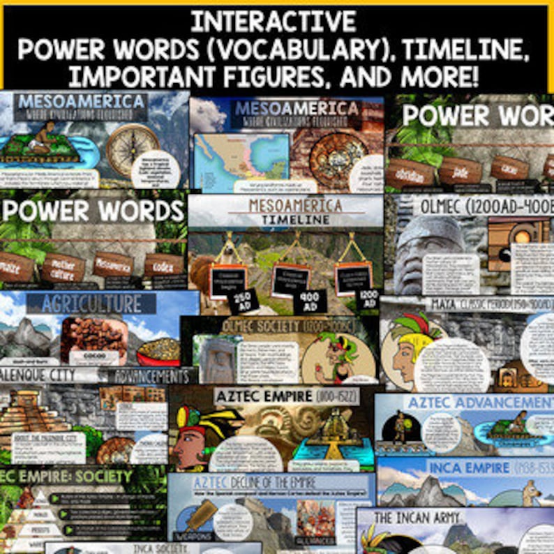 Mesoamerica: Olmec Maya Aztec Inca Powerpoint and Google - Etsy
