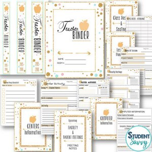 Editable Teacher Planner Teacher Binder Gold Polka Dot Design - Etsy