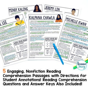 AAPI Heritage Month Reading Comprehension Passages Activities Asian ...